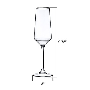 Amazing Abby - Stella - 8-Ounce Unbreakable Tritan Champagne Flutes (Set of 6), Plastic Wine Glasses, Reusable, BPA-Free, Dishwasher-Safe, Perfect for Poolside, Outdoors, Camping, and More