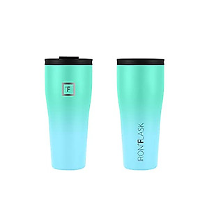 IRON °FLASK Rover Tumbler 2.0-32 Oz, 2 Lids Vacuum Insulated Stainless Steel Bottle, Modern Double Walled, Drinking Cup Simple Thermo Travel Mug, Hydro Water Metal Canteen Sky