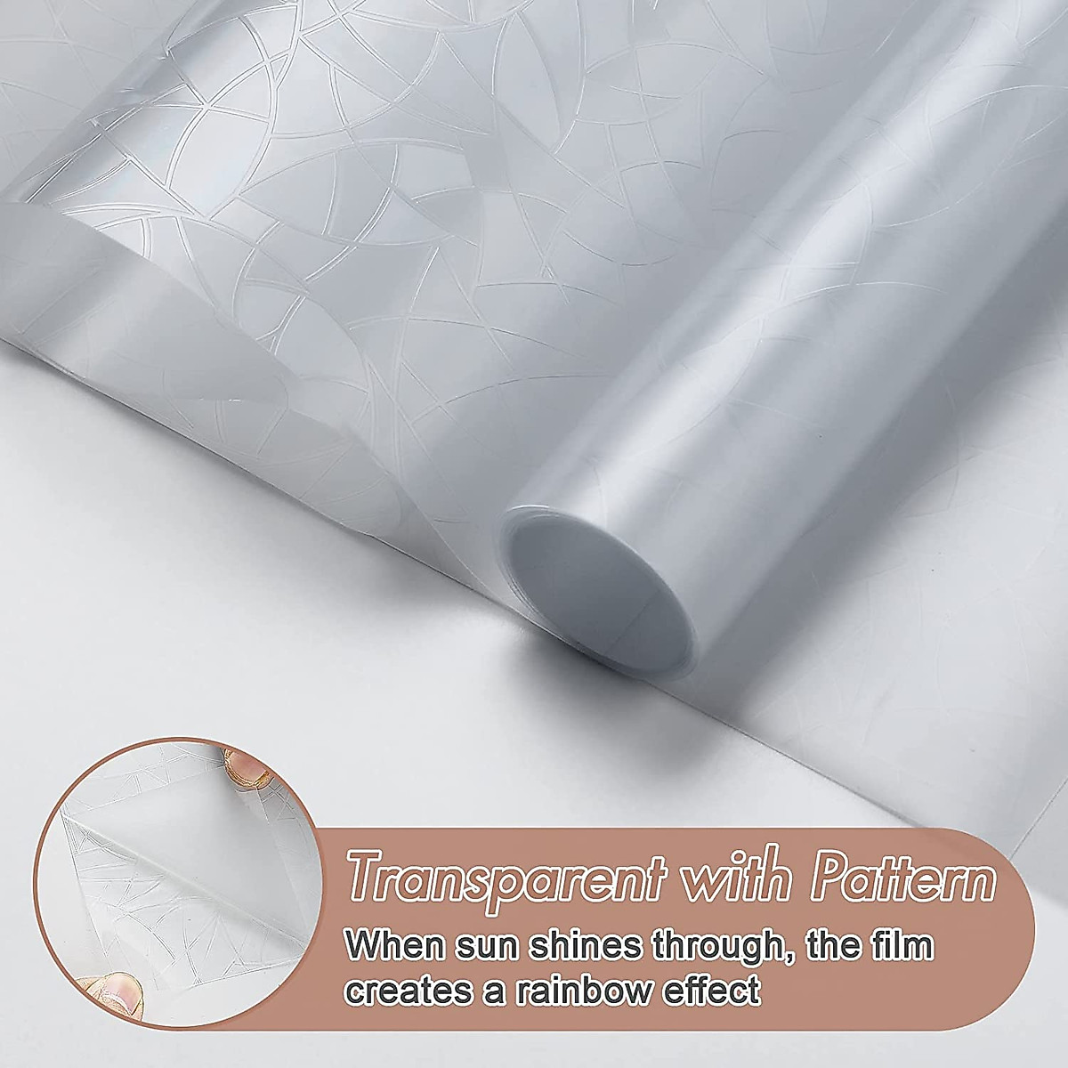 Haton Window Privacy Film Rainbow Static Cling Stained Glass Film Window Covering Sticker Non-Adhesive Removable Reflective Window Vinyl, Anti-UV Sun Blocker Heat Control for Home, 17.5 x 78.7 inches