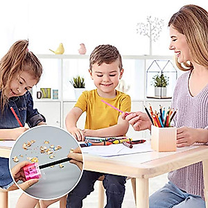 KIDMEN 12 PCS 2 Holes Small Manual Pencil Sharpener with Lid,for Kids,School