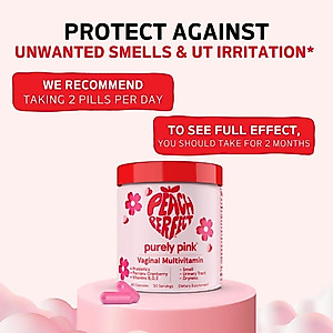 Purely Pink Prebiotic & Probiotics for Women Multivitamin, Vaginal Health Cranberry Supplement Vitamins, Supports pH Balance, Feminine Care, Urinary Tract Health, Healthy Flora and Odor, 30 Servings