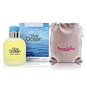 Blue Ocean Pour Homme- Eau De Toilette Spray Perfume, Fragrance For Men- Daywear, Casual Daily Cologne Set with Deluxe Suede Pouch- 3.4 Oz Bottle- Ideal EDT Beauty Gift for Birthday, Anniversary