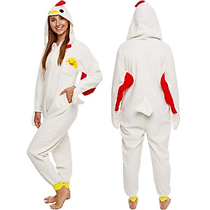 Funziez! Slim Fit Adult Onesie - Animal Halloween Costume - Plush Fruit One Piece Cosplay Suit for Women and Men