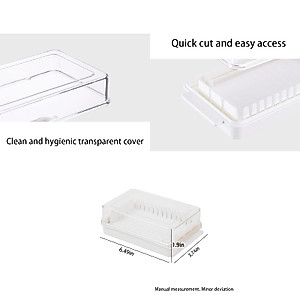 Fuuc Butter Dish With Lid ,Quantitative Cutting Plastic Butter Dish ,Easy to Clean Butter Dish for Refrigerator ,for(≈4.72in x2.6in x 1.3in) Size of Butter