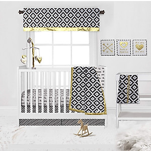 Bacati - 2 Pack Love Diamonds Aztec Neutral 100% Cotton Soft Breathable Percale 2 Pack Crib/Toddler Bed Fitted Sheets (Black)