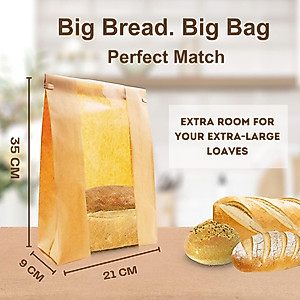 Bread Bags for Homemade Bread Sourdough - 50 Pack Large Paper Bread Bags for Sourdough with Tintie Tab Lock, 90pcs Stickers, Clear Front Window: Sourdough Bread Bags for Gifting