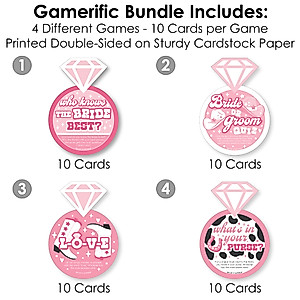 Big Dot of Happiness Last Rodeo - 4 Pink Cowgirl Bridal Shower Games - 10 Cards Each - Who Knows The Bride Best, Bride or Groom Quiz, What’s in Your Purse and Love - Gamerific Bundle