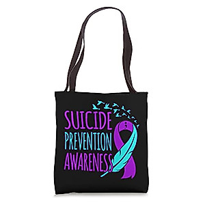 Suicide Prevention Awareness Happy Ribbon Support Graphic Tote Bag