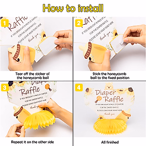 Luiqs Vens Sunflower Diaper Raffle Sign with 50Pcs Diaper Shaped Raffle Ticket Insert Bring a Pack of Diapers Game Kit Sunflower Lottery Insert Cards for Baby Shower Birthday Gender Reveal Party