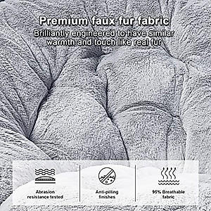 OAKHAM Comfy Saucer Chair, Folding Faux Fur Lounge Chair for Bedroom and Living Room, Flexible Seating for Kids Teens Adults, X-Large, Rock-Grey