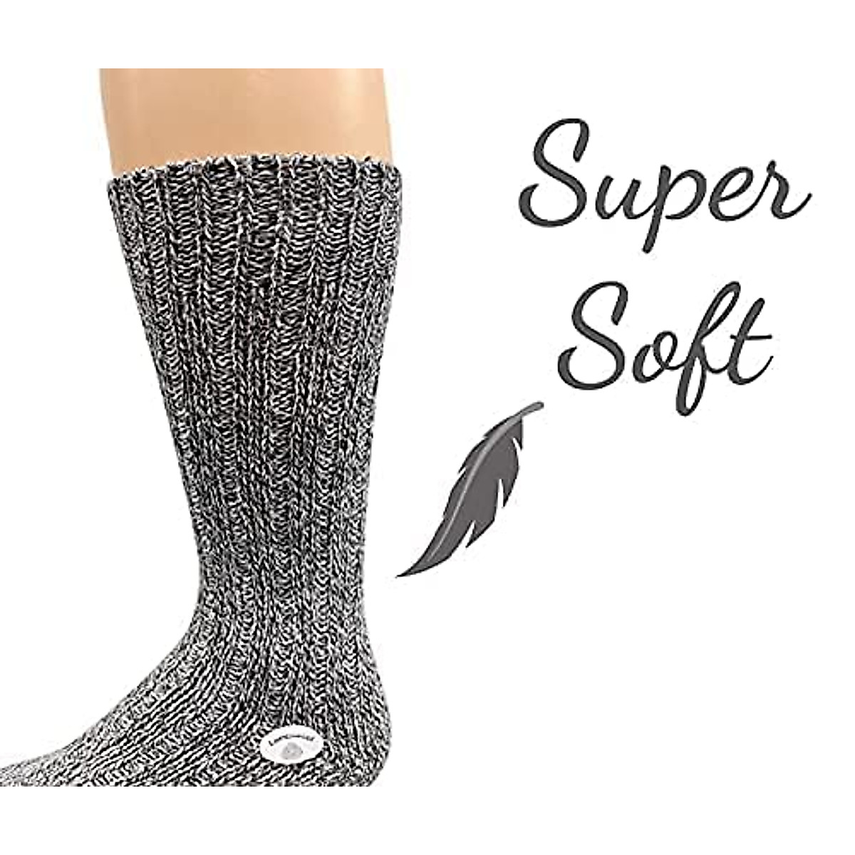 Sierra Socks Thick Hiking Wool Socks, Gift for Father (Charcoal, Large)