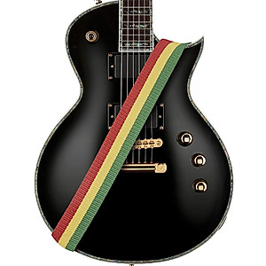 Amumu Reggae Guitar Strap Jamaica Rasta for Acoustic, Electric and Bass Guitars with Strap Blocks & Headstock Strap Tie