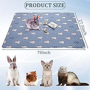 kathson Rabbit Cage Liners Washable Super Absorbent Sleep Pad Bed for Guinea Pig Small Animals Reusable Fleece Bedding Anti-Slip Mats for Bunny Hedgehog Kitten Chinchilla (27.5 x 70inch)