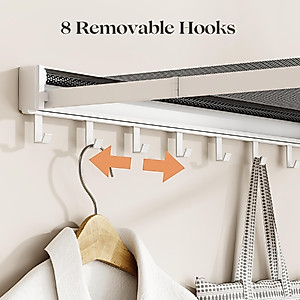 SEEDWAVE Wall Mounted Drying Rack Collapsible 23.6" Wide, Space Aluminum Hanging Coat Rack with 8 Towel Hooks (Includes Screws and User Manual)