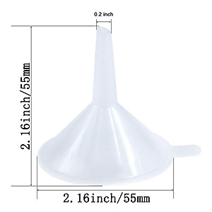 Small Funnel, 2.16inch Clear Plastic Mini Funnels for Science Lab Bottle Filling Liquid, Essential Oils, Perfume(48 Pack)
