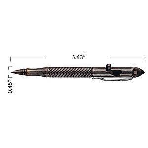 SMOOTHERPRO Solid Brass Bolt Action Pen with Tungsten Part Heavy Duty for Gift Business Office EDC Pocket Color Retro Black (BTA972)