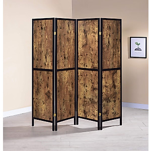 Coaster Furniture Folding Screen Antique Nutmeg and Black 4-Panel 961413