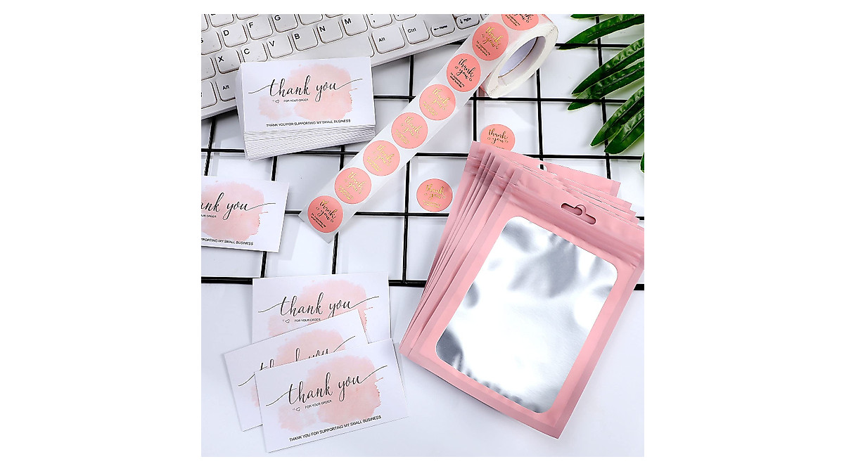 Thank You Cards & Stickers for Small Business | Gold Foil Set