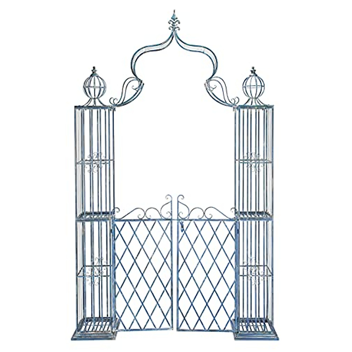 Safavieh PAT5012C Outdoor Collection Beatrix Victorian Antique Arbor, Mossy Blue