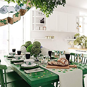 2 Rolls St. Patrick's Day Shamrock Glitter Wired Edge Ribbons Wired Clover Ribbon Shamrock Burlap Ribbons St. Patrick's Day Ornament Hanging Decoration for DIY Wrapping Craft Decor, 20 Yards Totally