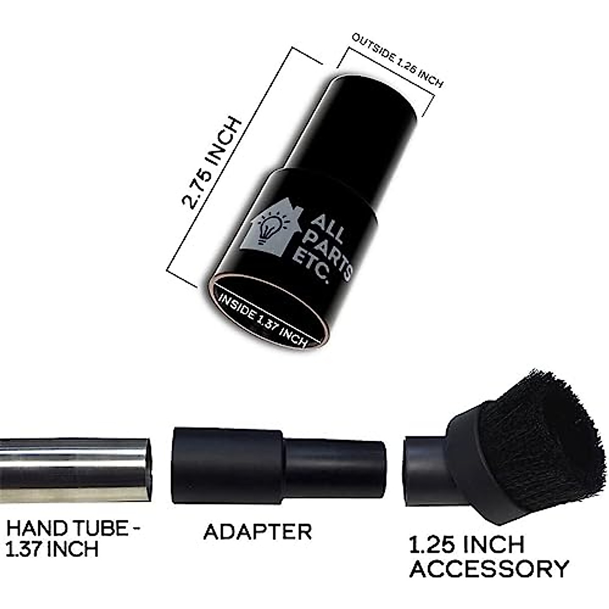 ALL PARTS ETC. Shag Carpet Rake Floor Brush Vacuum Attachment for Shaggy Rugs, Shag Rug Rake to Fluff Carpet Includes Two Adapters for 1 3/8” & 1.5" - Compatible with Hoover, Miele, Oreck, & Shop Vac