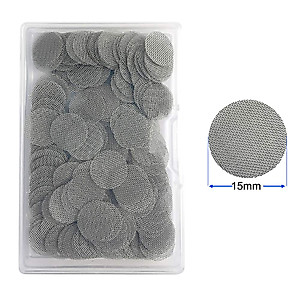 Gebildet 200pcs Stainless Steel Pipe Filters, 15mm/0.59 Inch Smoking Screens Pipe, Silver Mesh Screens Gauzes Filter with Storage Box