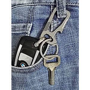 Mikacin Titanium Key Chain, Keychain with Bottle Opener, Carabiner Car Key Chains for Men and Women