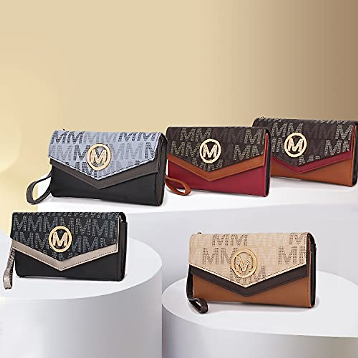 MKF Collection Wallet Handbag for Women - Wristlet Wallet Double Zipper Multi Pockets Purse