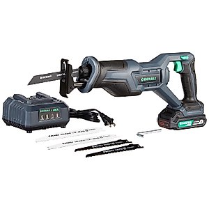 Amazon Brand - Denali by SKIL 20V Cordless Reciprocating Saw Kit with 2.0Ah Lithium Battery and 2.4A Charger, Blue