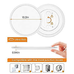 slochi Flush Mount 4PACK Ceiling Light (Milk White Shell), 24Watt Dimmable & 3 Color Temperatures in One（3000k/4500k/6000k Ceiling Lamp 10.2Inch Led Ceiling Light for Kitchen Bedroom Hallway