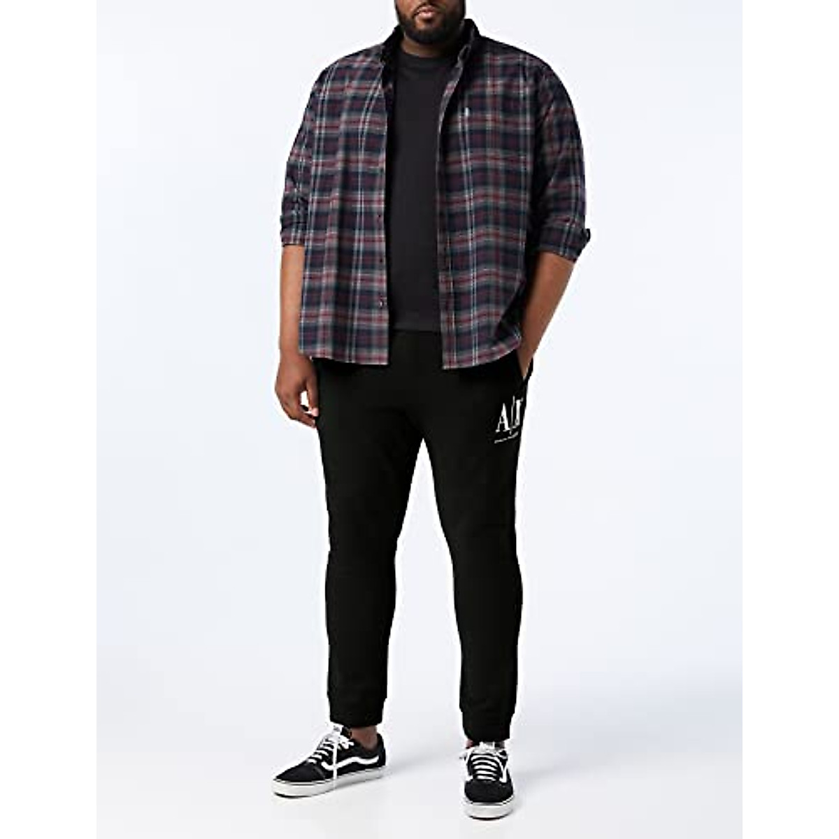 A|X ARMANI EXCHANGE mens Icon Project Embroidered Jogger Casual Pants, Black, Large US