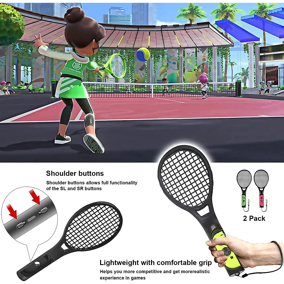 2024 Switch Sports Accessories Bundle Set , 12-in-1 Family Party Pack Game Accessories Kit for Nintendo Switch OLED Sports Games with Tennis Rackets, Golf Clubs ,Sword and Wrist Strap