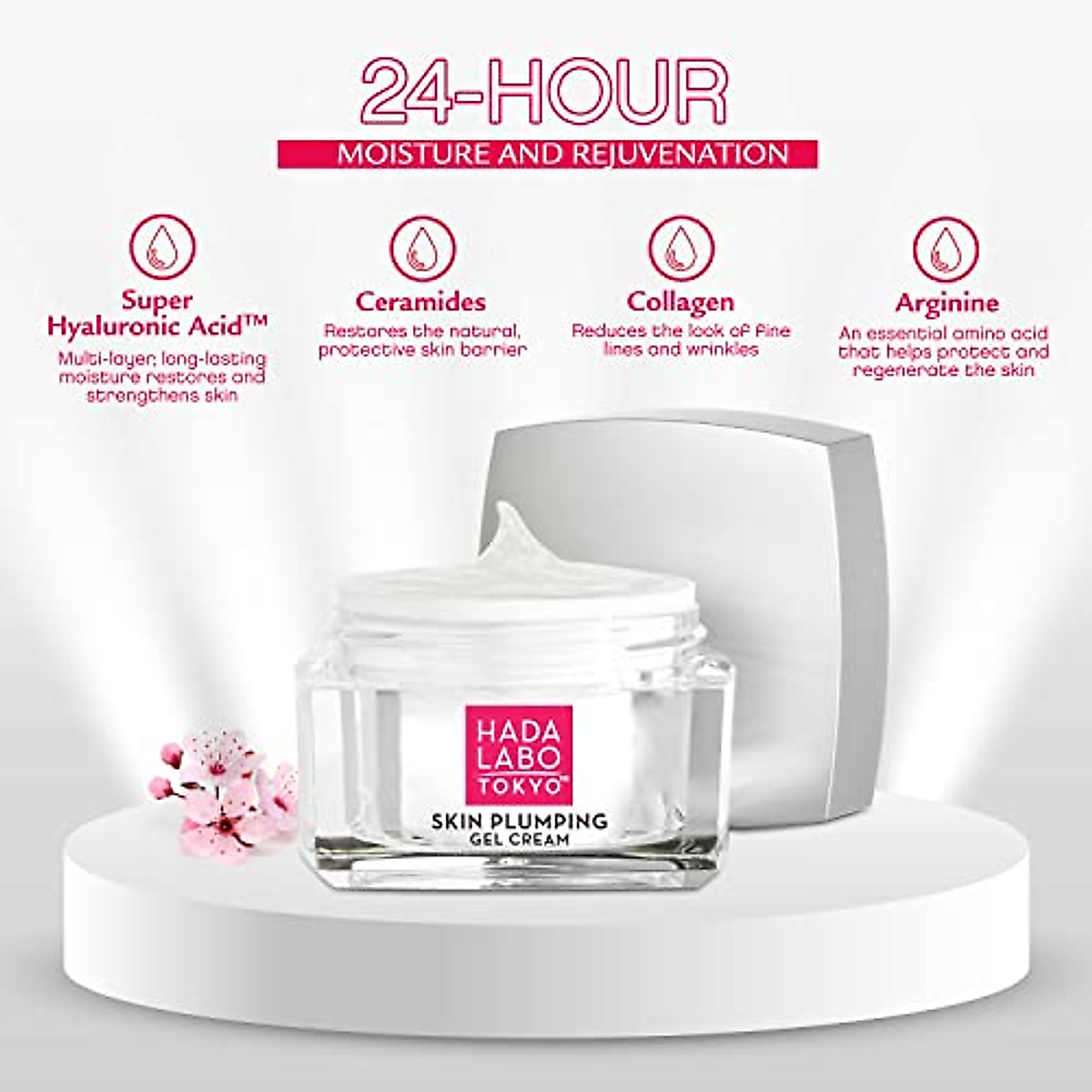 Hada Labo Tokyo Skin Plumping Gel Cream with Super Hyaluronic Acid & Collagen - 24 Hour Moisture & visible Line Plumping Fragrance & Paraben Free Non-Comedogenic (Packaging May Vary), 1.76 Fl Oz