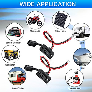 ELECTOP SAE Connector, Rectangular SAE Power Socket Sidewall Port, Weatherproof SAE Quick Connect Solar Panel Flush Mount Plug Outlet, 12AWG SAE Cable for Solar Generator Battery Charger (2 Pack)