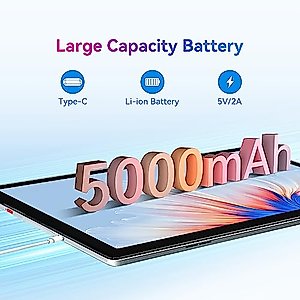 XCX Android 12 Tablet, 10 inch Tablet with 64bit 4-Core Processor, 32GB ROM 2GB RAM Tablet Android, WiFi, Bluetooth, USB-C Rechargeable, Dual Camera (Silver)