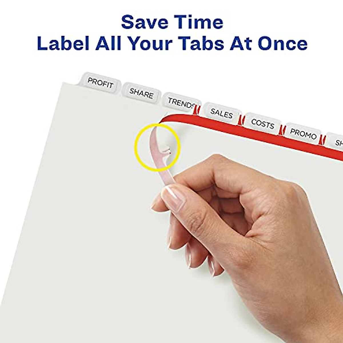 Avery 8 Tab Unpunched Dividers for Use with Any Binding System, Easy Print & Apply Clear Label Strip, Index Maker Customizable White Tabs, 25 Sets (11444)
