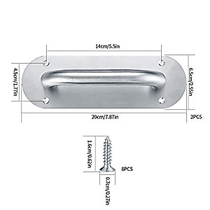 2 Pcs Stainless Steel Push Pull Door Handles, Barn Door Pull Push Sliding Door Handles with Back Plates for Kitchen Wardrobe Cupboard Cabinet Closet Shed Gate Door Handles - 200x65mm/7.9x2.6inch