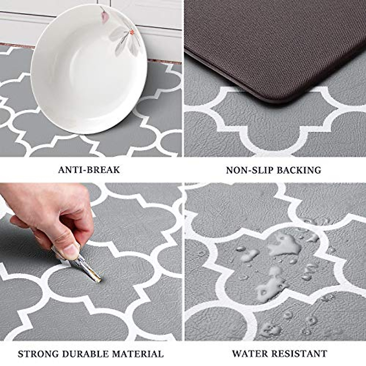 WISELIFE Kitchen Mat Cushioned Anti-Fatigue Kitchen Rug, 17.3"x 59" Waterproof Non-Slip Kitchen Mats and Rugs Heavy Duty Ergonomic Comfort Mat for Kitchen, Floor Home, Office, Sink, Laundry, Grey