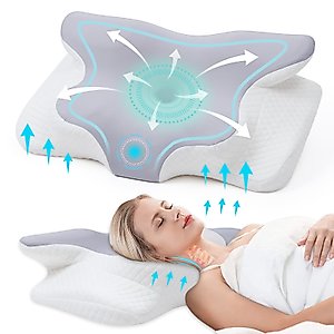 RXENDY Cervical Pillow for Neck Pain Relief,Memory Foam Neck Pillow with 2 Height,Side Stomach Sleeper Pillows for Adults,Breathable Pillowcase