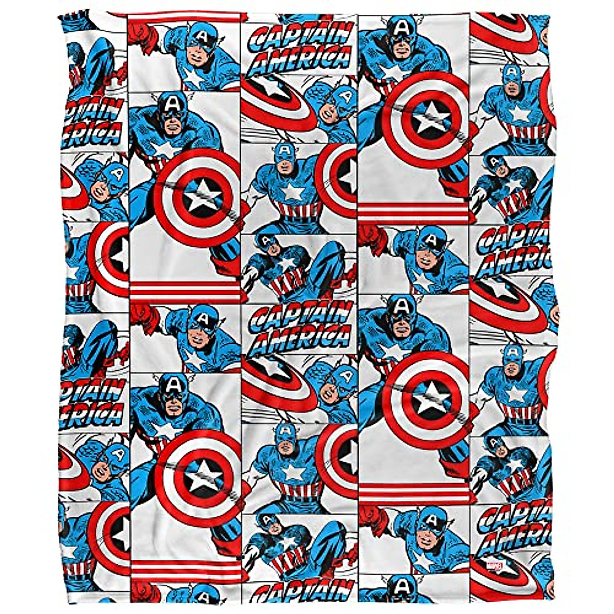 Marvel Captain America Blanket, 50"x60", Captain America Tiles, Silky Touch Super Soft Throw Blanket