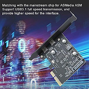 BEYIMEI PCI-Express 4X to USB 3.1 Gen 2 (10 Gbps) 2-Port Type C Expansion Card Asmedia Chipset,Integrated SATA15PIN Power Supply Interface,for Windows 7/8/10/MAC OS 10.14