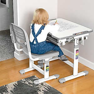 VIVO Height Adjustable Kids' Desk Chair, Chair Only, Multifunctional Interactive Workstation for School Study or Play, Children's Ergonomic Seat with Back, Gray, DESK-V201G-CH