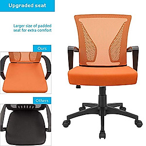 Furmax Office Chair Mid Back Swivel Lumbar Support Desk Chair, Computer Ergonomic Mesh Chair with Armrest (Orange)