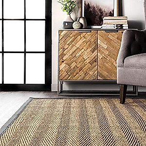 nuLOOM Larnaca Seagrass Solid Outdoor Area Rug, 4' x 6', Dark Grey