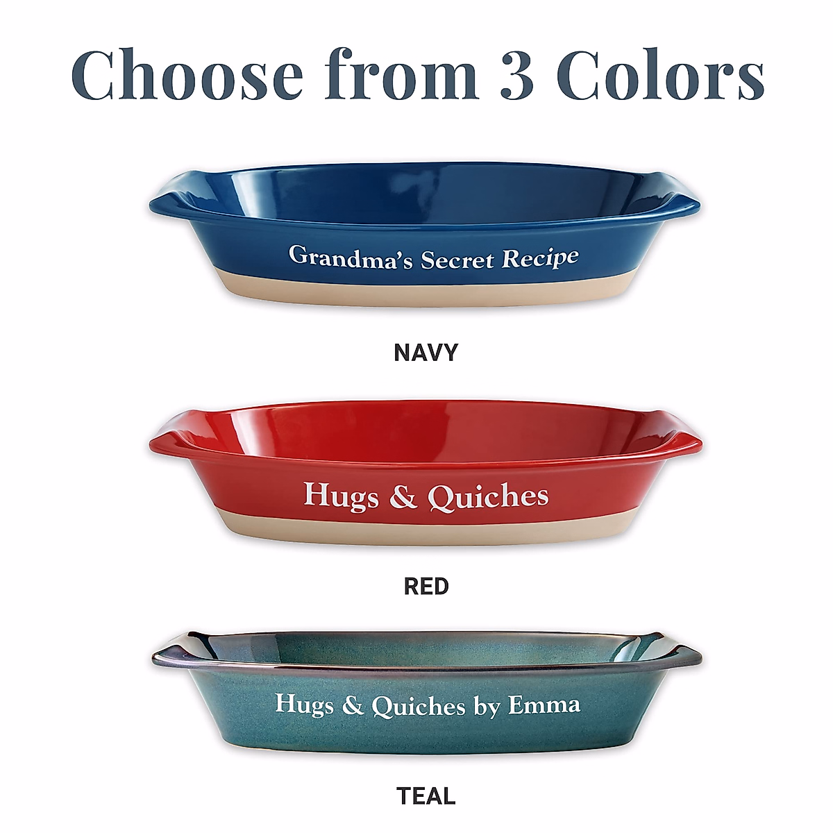 Let's Make Memories Personalized Rectangular Casserole Baking Dish - Kickasserole Dish - Customize Any Text Stoneware Baking Dish - For Her - Teal