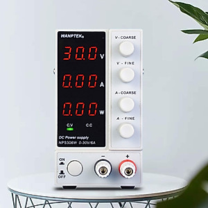 WANPTEK NPS306W DC Power Supply Variable, 30V 6A Adjustable Switching Regulated DC Power Supply Digital Regulated Lab Grade for Research Institutes, Laboratories, Factories White