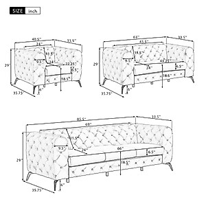 P PURLOVE Modern Loveseat Sofa with Sturdy Metal Legs, Velvet Upholstered Loveseat Sofa with Button Tufted Back, 2-Person Loveseat Sofa Couch for Living Room,Bedroom,or Small Space, Blue