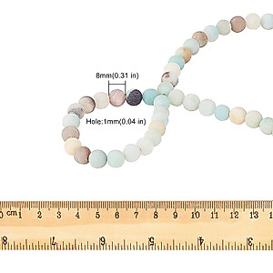 LiQunSweet 45 Pcs Natural Frosted Amazonite Semi-Precious Gemstones Stone Loose Ball Round Gems Beads Bulk for Jewellery Making DIY Material Supplies - 8mm