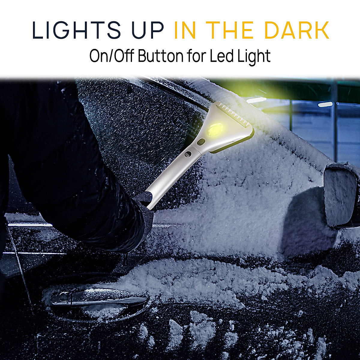 VaygWay Electric Heated Car Window Snow Ice Scraper with Light -Heated Car Auto Windshield Scraper- Extendable 15.8 Feet Long Cord 12V LED Light Heated Melting Ice Snow Scraper, Vehicle Scraper