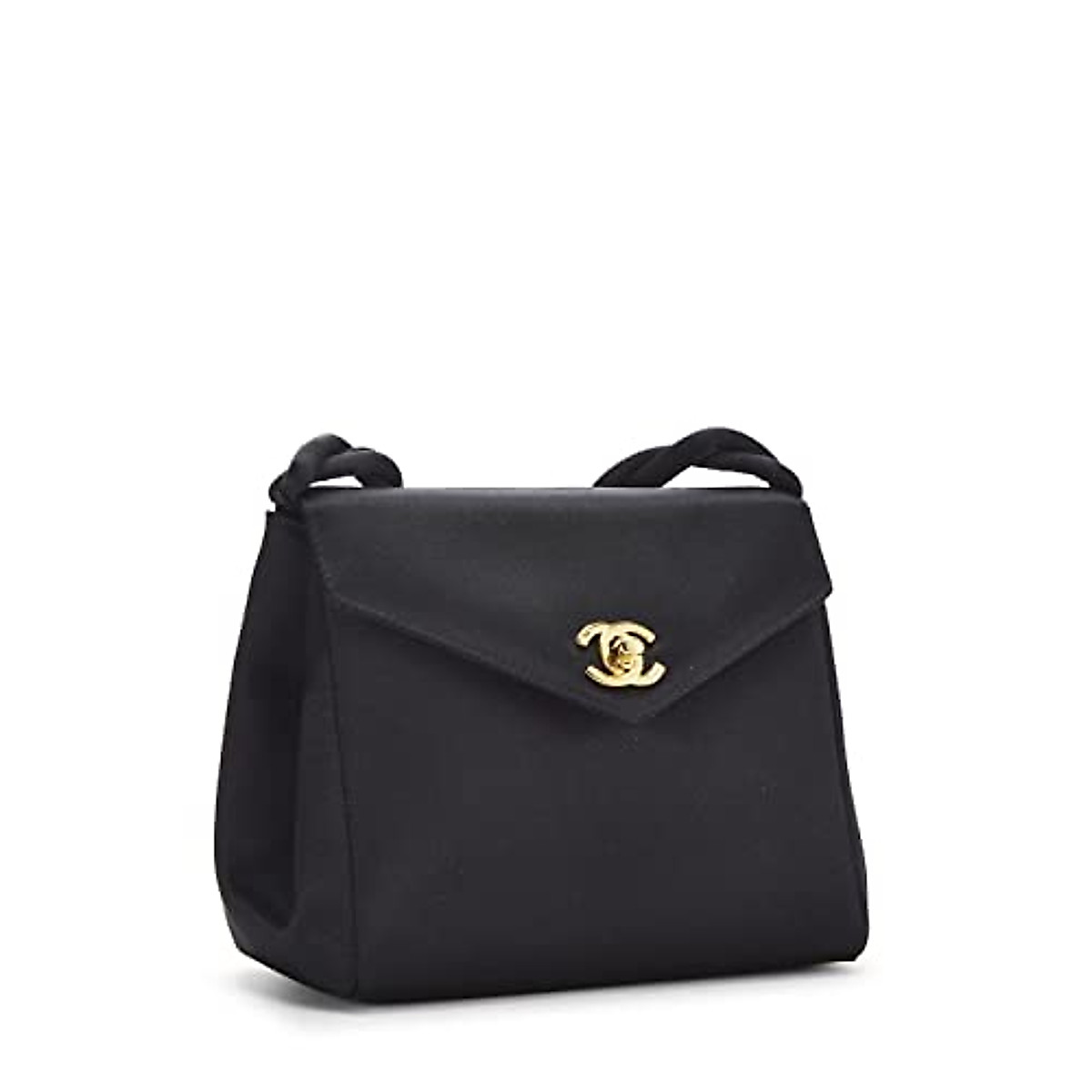 CHANEL, Pre-Loved Black Satin Envelope Flap Mini, Black